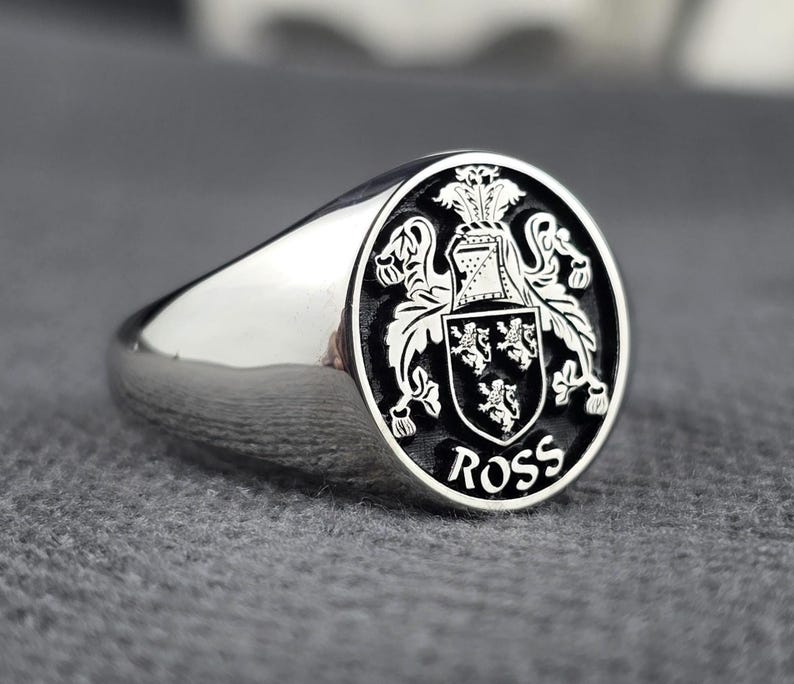 Custom Family Crest Ring for Men, Personalized Heraldic Signet Ring ...