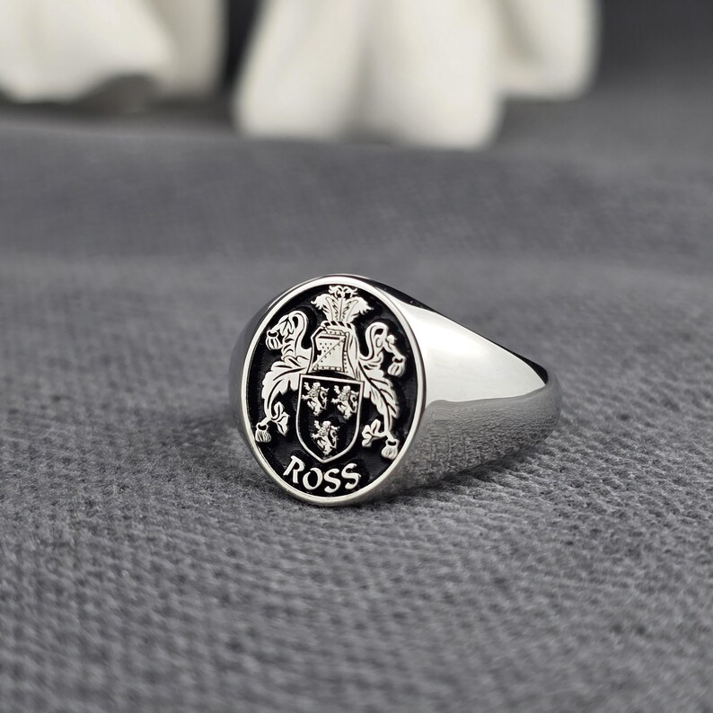 Custom Family Crest Ring for Men, Personalized Heraldic Signet Ring ...