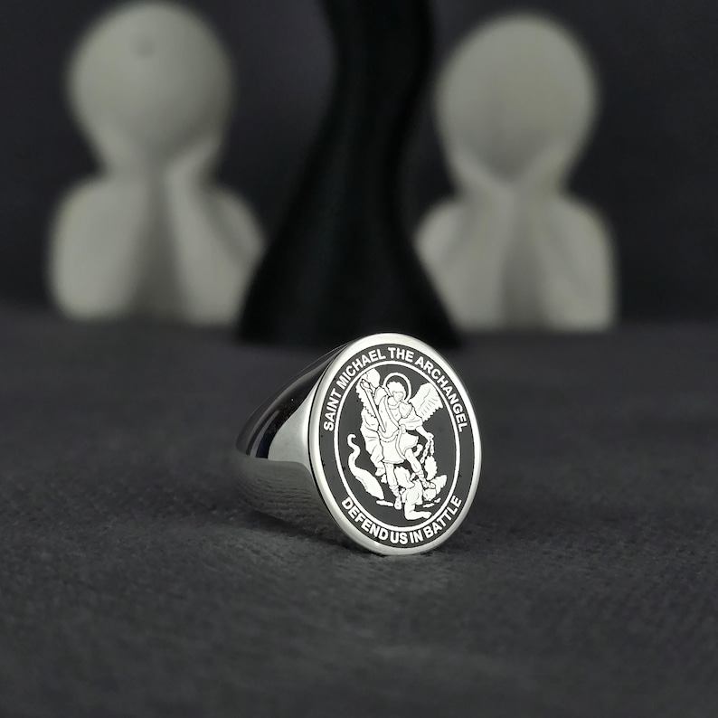 Saint Michael Archangel Ring Sterling Silver Religious Signet Ring ...