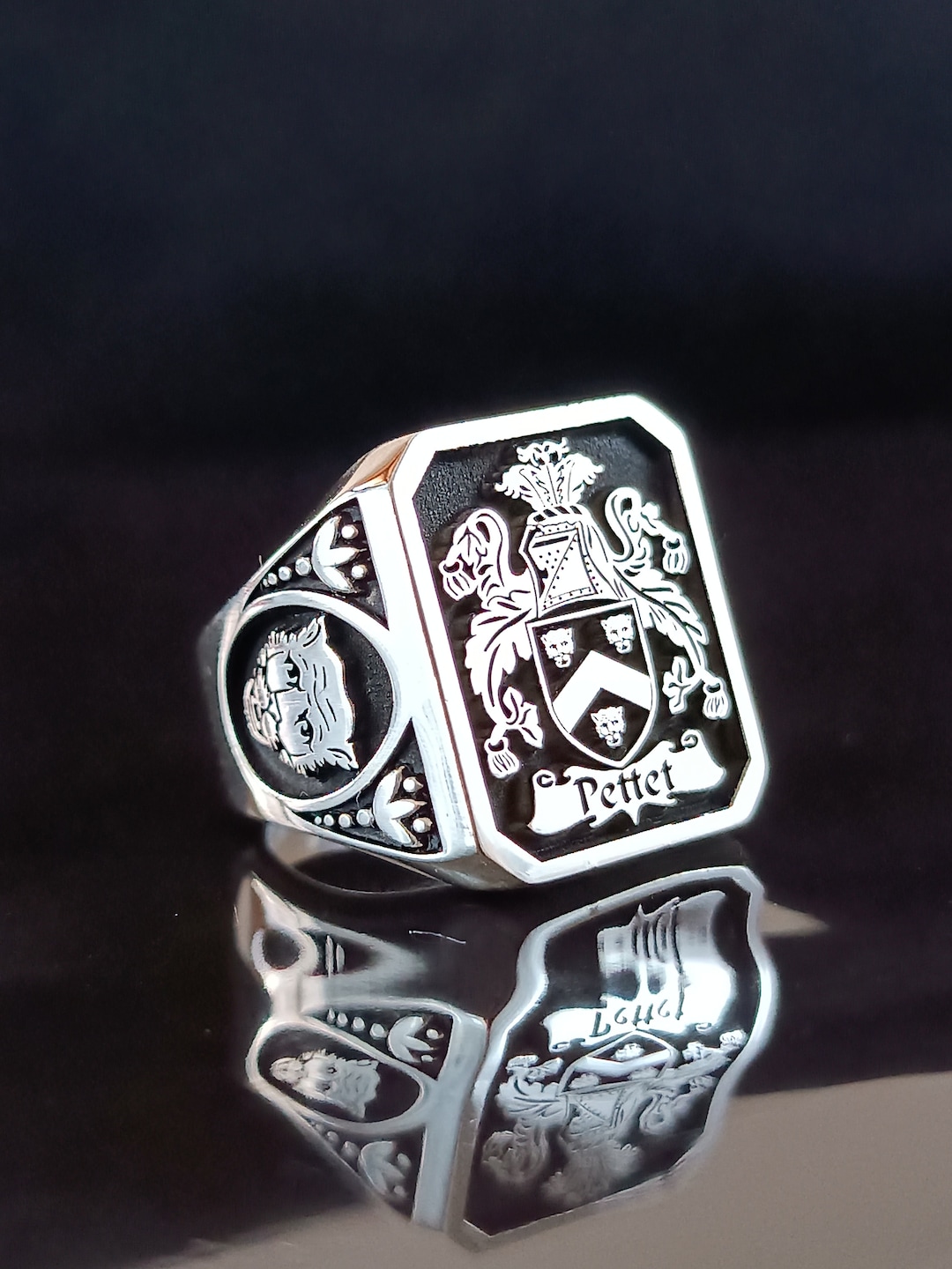Personalized Coat of Arms Ring , Heraldic Custom Jewelry Ring, Mens ...