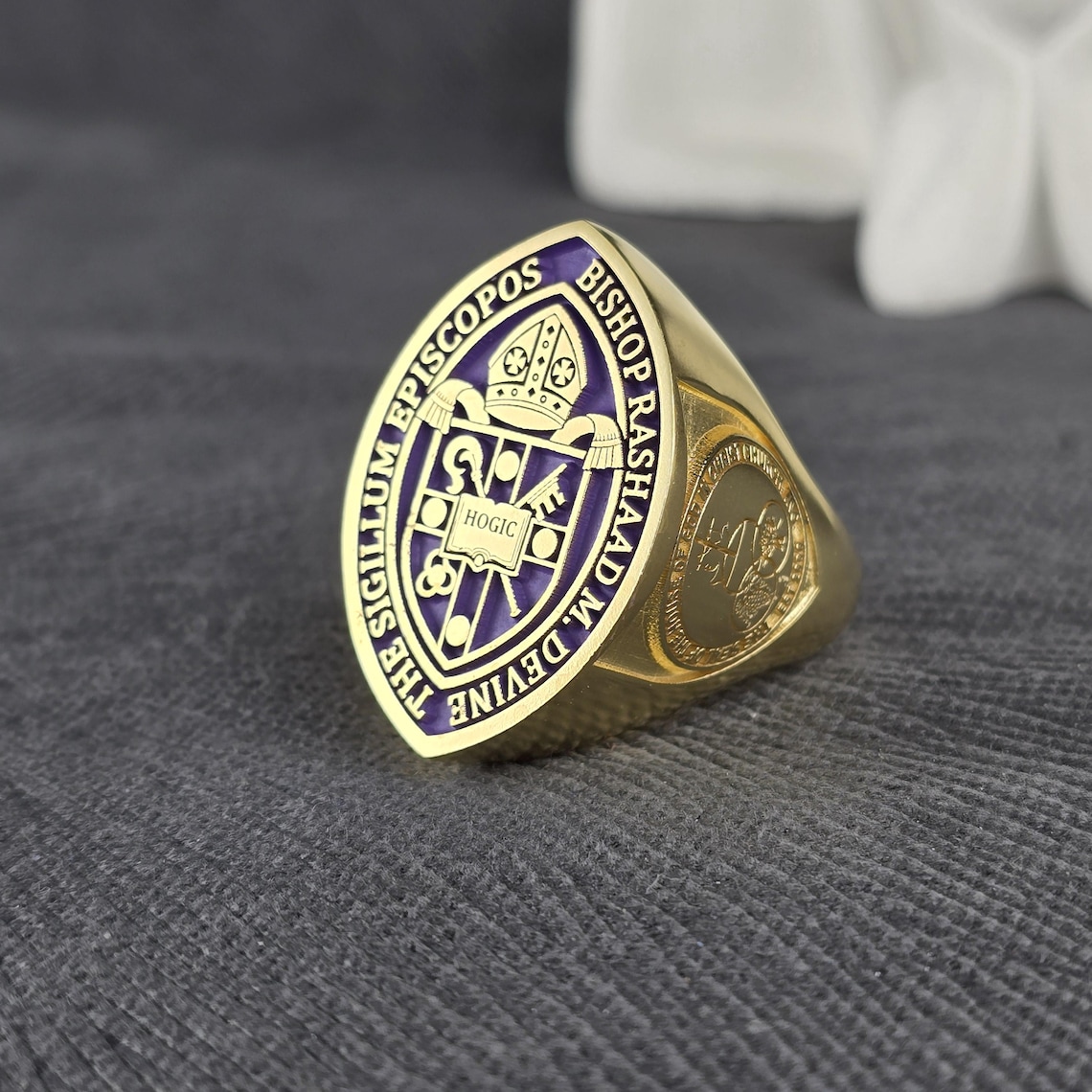 Bishop Ring in Gold / Episcopal Ring With Purple Enamel / Christian ...