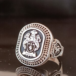 Heraldic Custom Jewelry Ring, Mens Gift, Mushroom Ring, Family Crest ...