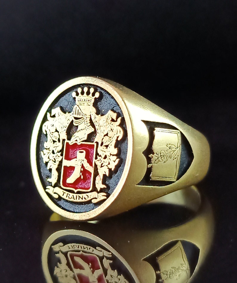 Custom Ring With Personalized Gold and Silver, Family Crest Coat of ...