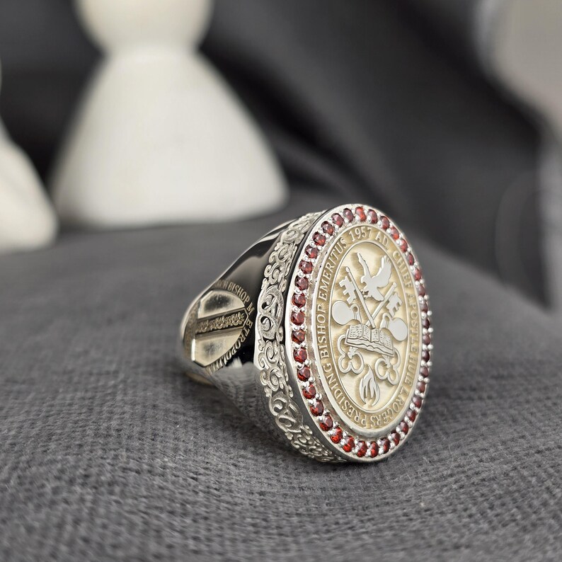 Catholic Bishop Ring, Papal Signet Ring, Red Stone Religious Ring ...