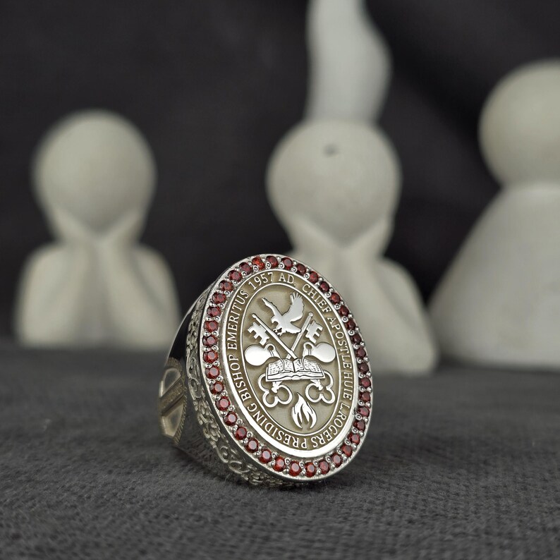 Catholic Bishop Ring, Papal Signet Ring, Red Stone Religious Ring ...