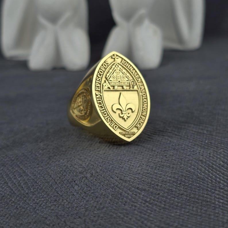 Gold Vermeil Bishop Ring / Religious Episcopal Jewelry / Catholic Cross ...