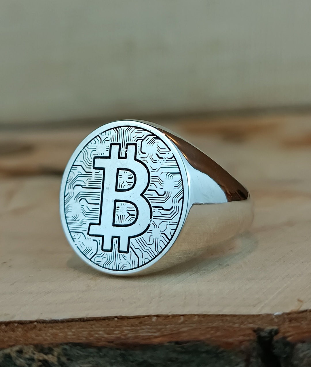 Silver Bitcoin Ring / Blockchain Crypto Jewelry / Digital Currency ...