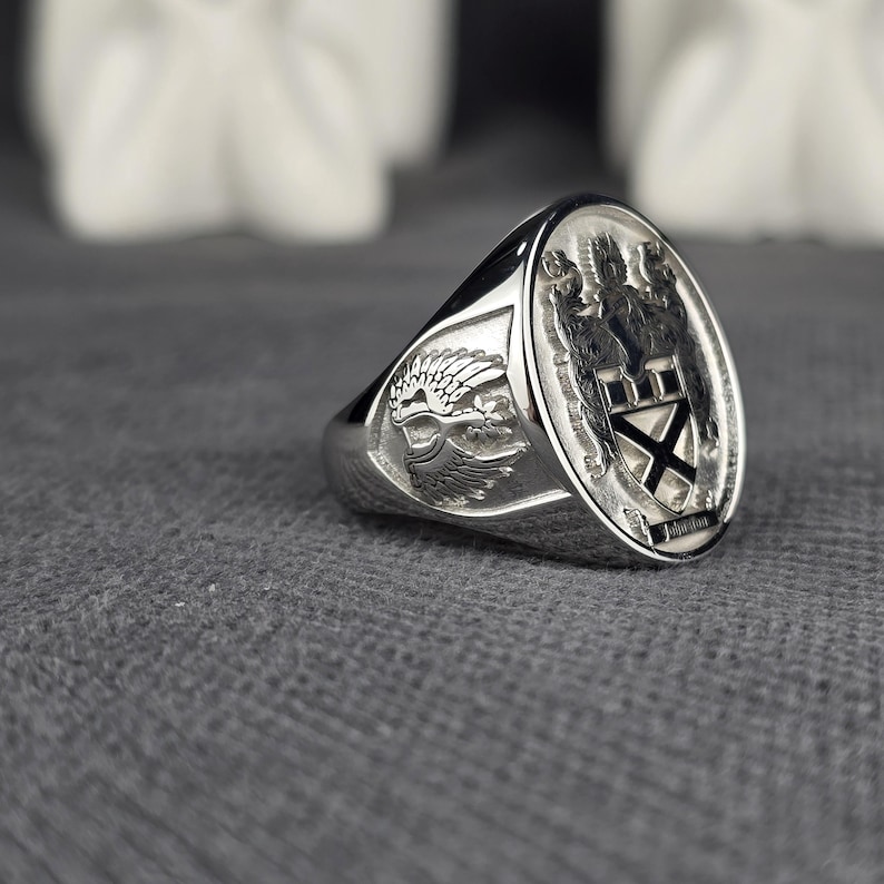 Sterling Silver Signet With Gold Finish / Coat of Arms Jewelry for Men ...