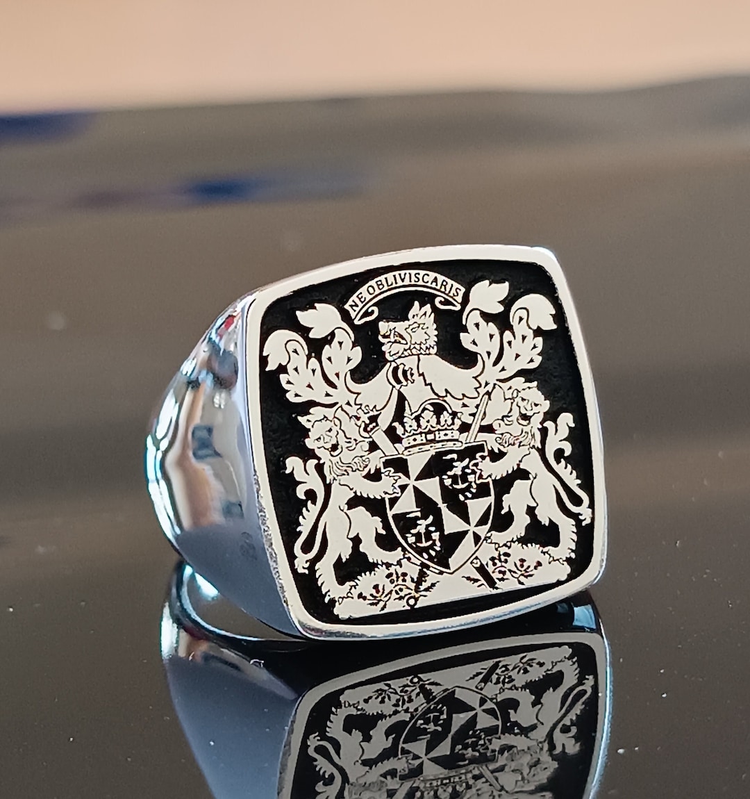 Coat of Arms Ring, Family Crest Rings, Custom Signet Ring, Crest Ring ...