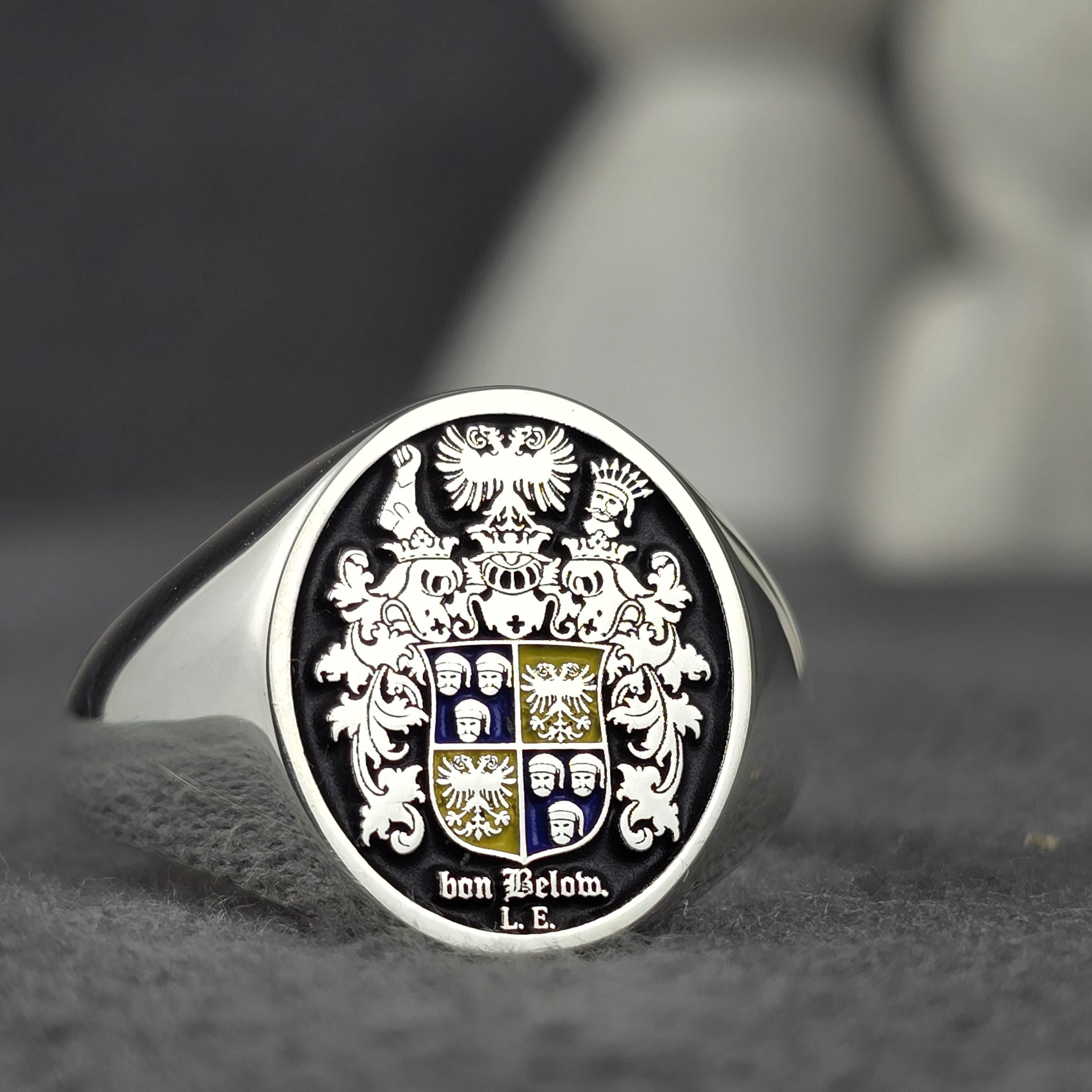 Heraldic Signet Ring Coat of Arms Ring Medieval Family Crest Ring ...