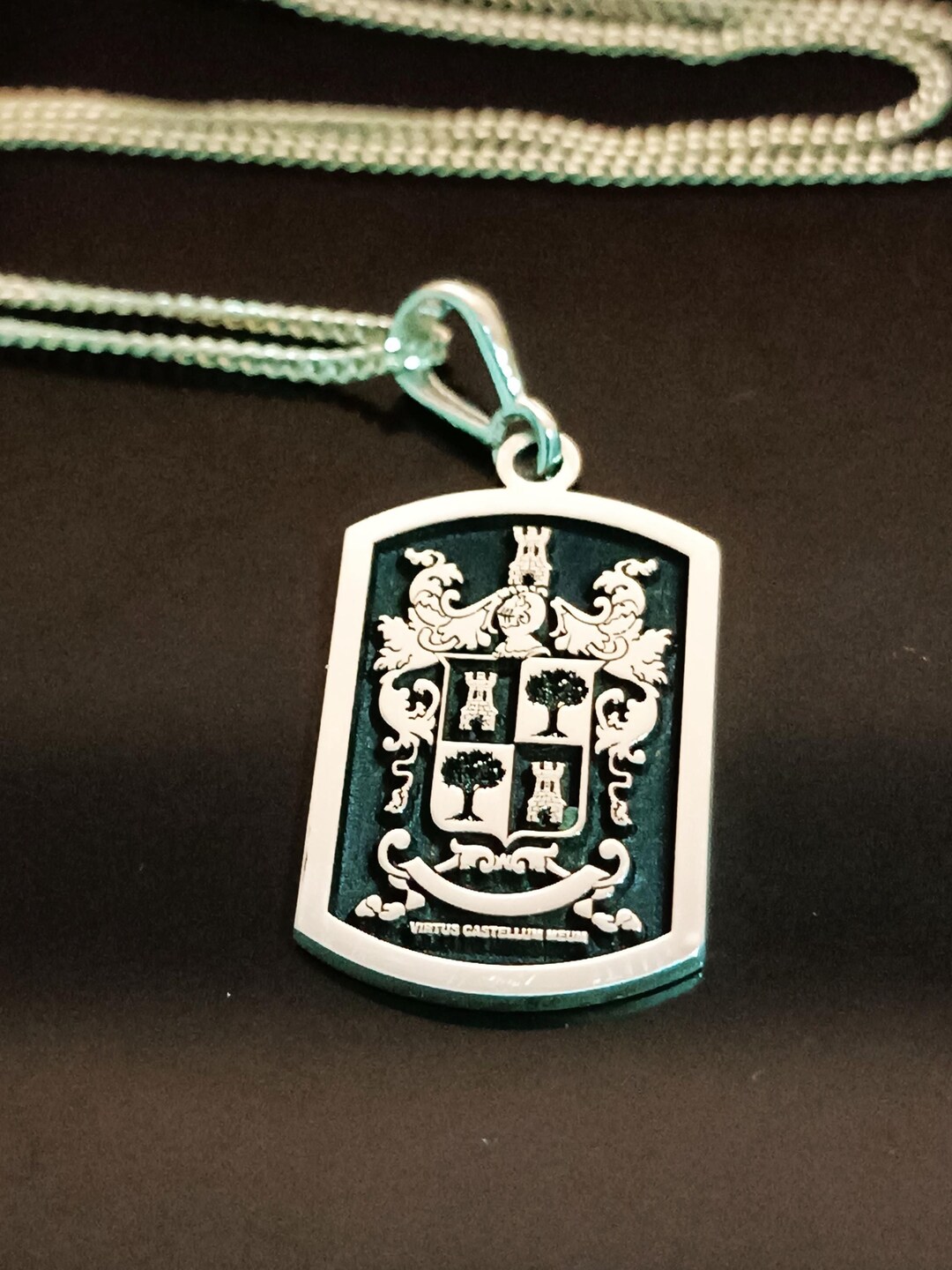 Custom Family Crest Pendant - Sterling Silver Shield Necklace ...