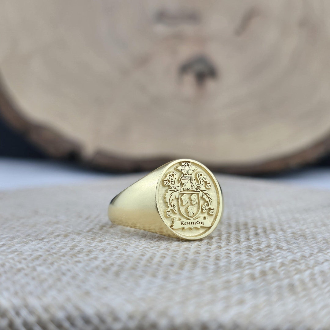 Custom Gold Oval Crest Ring – Timeless Design in Sterling Silver" - Etsy