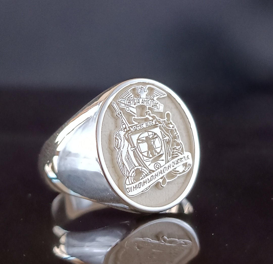 Crest Ring, Family Crest Signet Ring Christmas Gift, Coat of Arms Ring ...