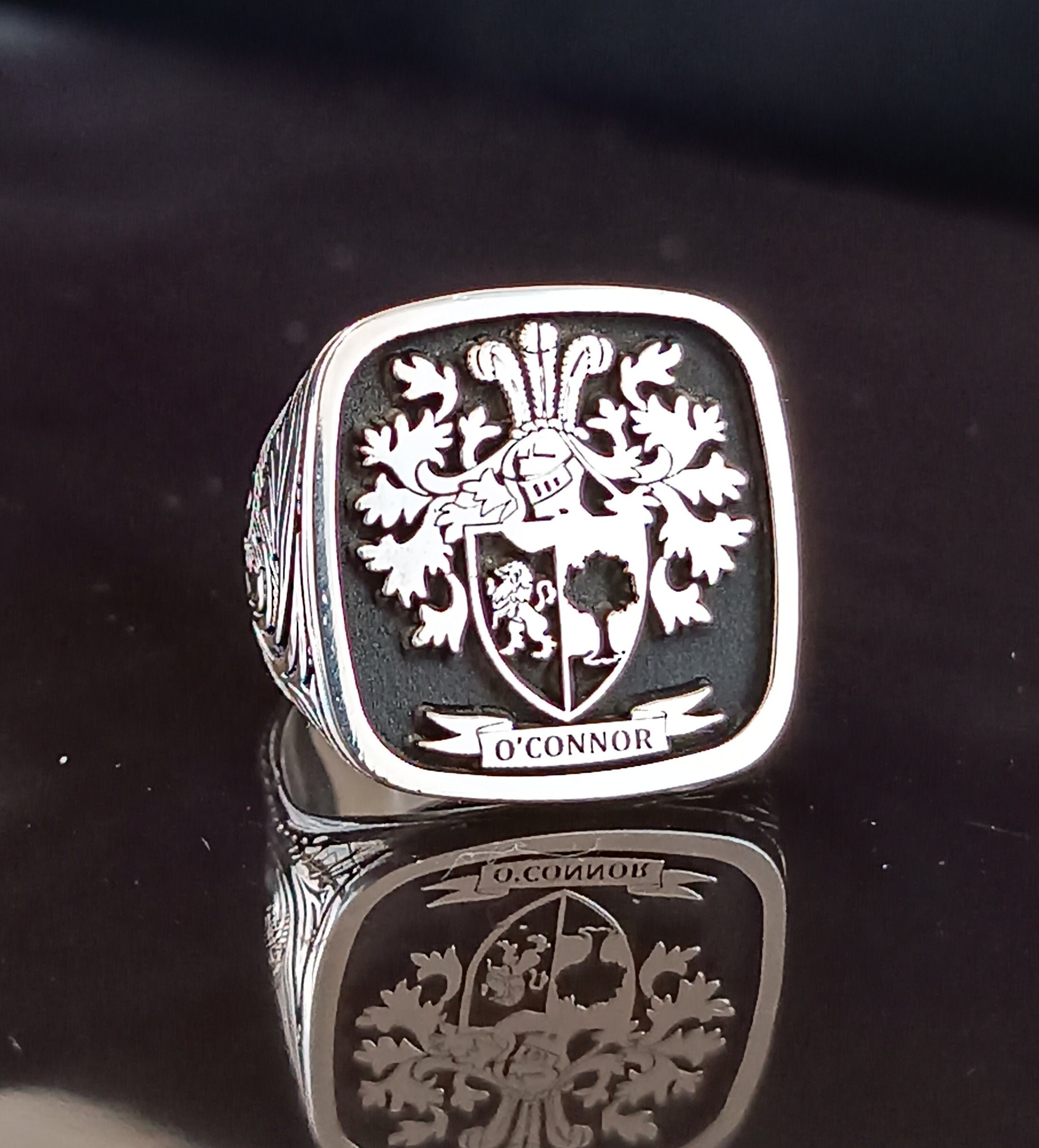 Heraldic Custom Jewelry Ring, Mens Gift, Mushroom Ring, Family Crest ...