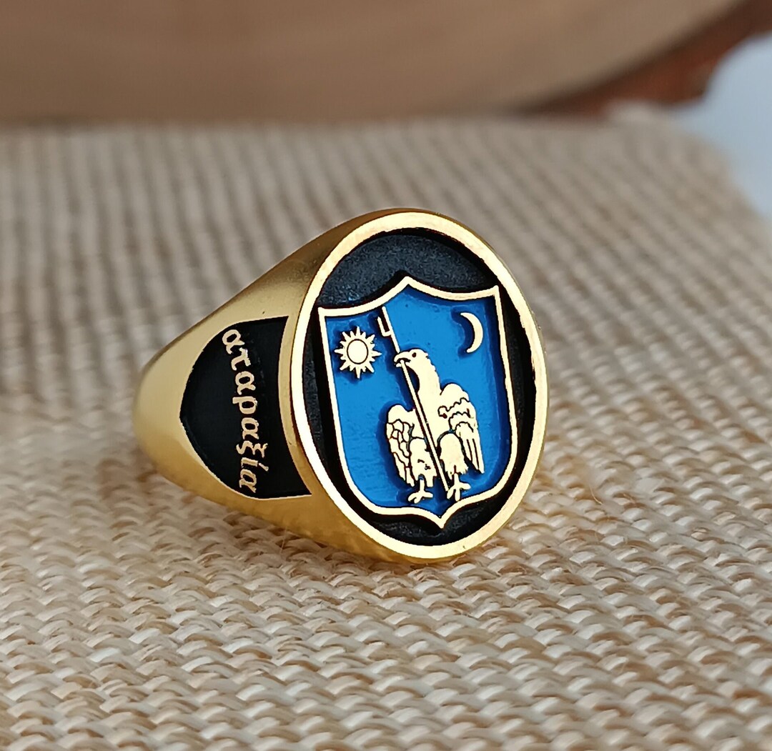 Custom Coat of Arms Ring / Family Crest Signet Ring / Gold Heraldic ...
