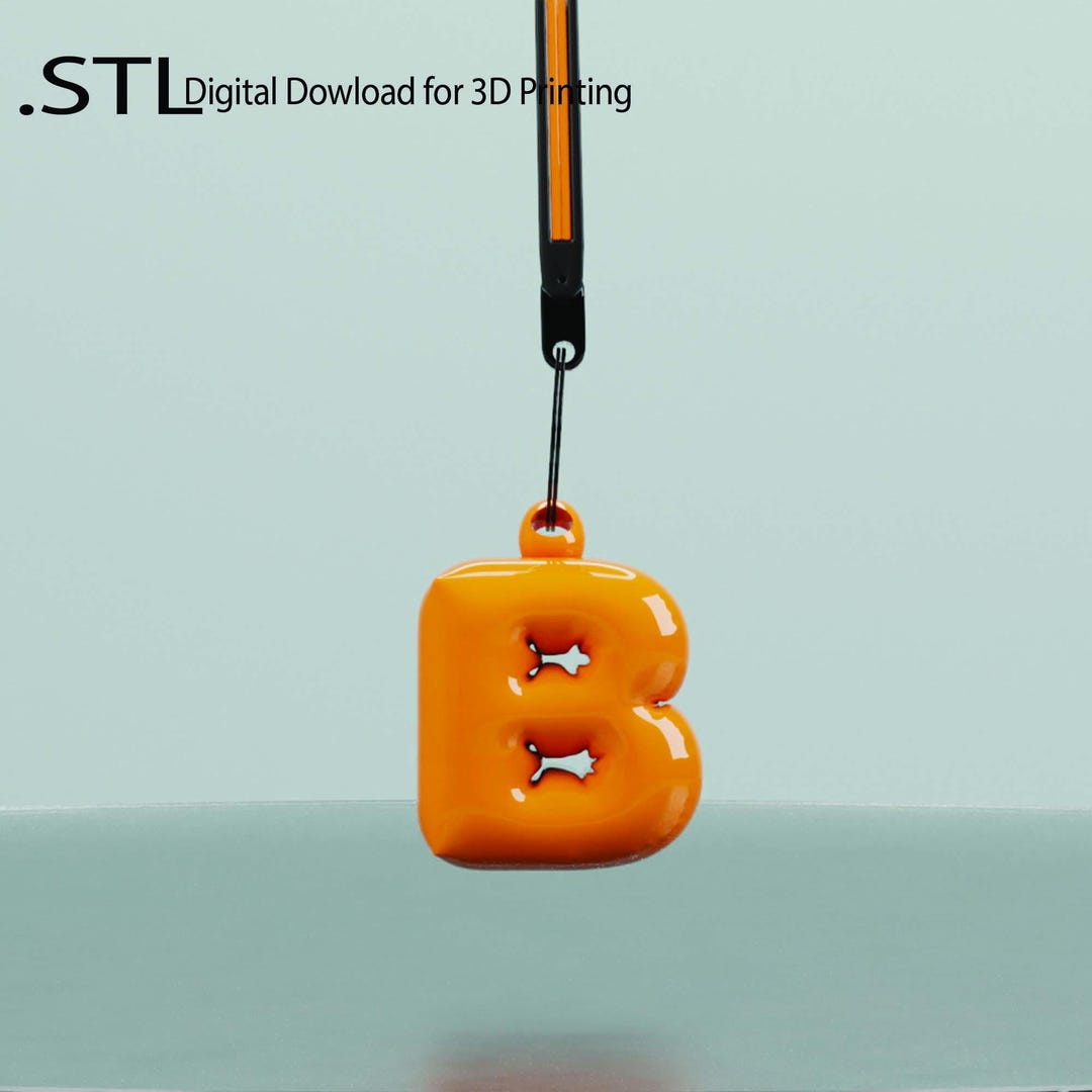 Personalized 3D Printed Balloon Shaped "b" Letter Keychain, Printable ...