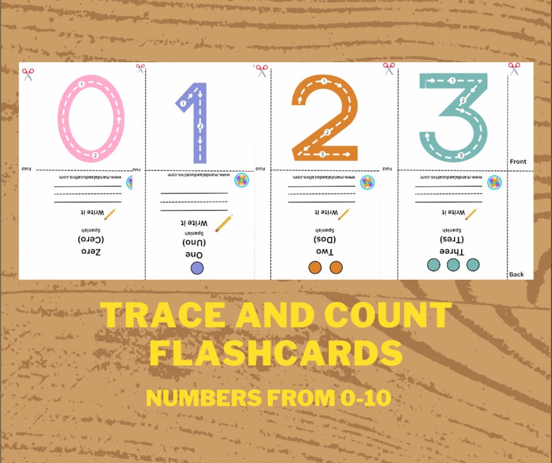 Spanish and English Numbers 0-10 Flash Cards - Etsy