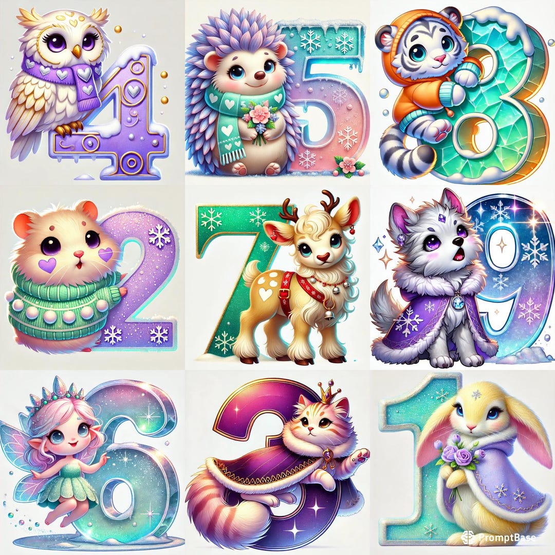 Quirky Learning Numbers Art, 9 High Res Watercolor Jpgs Junk Journaling ...