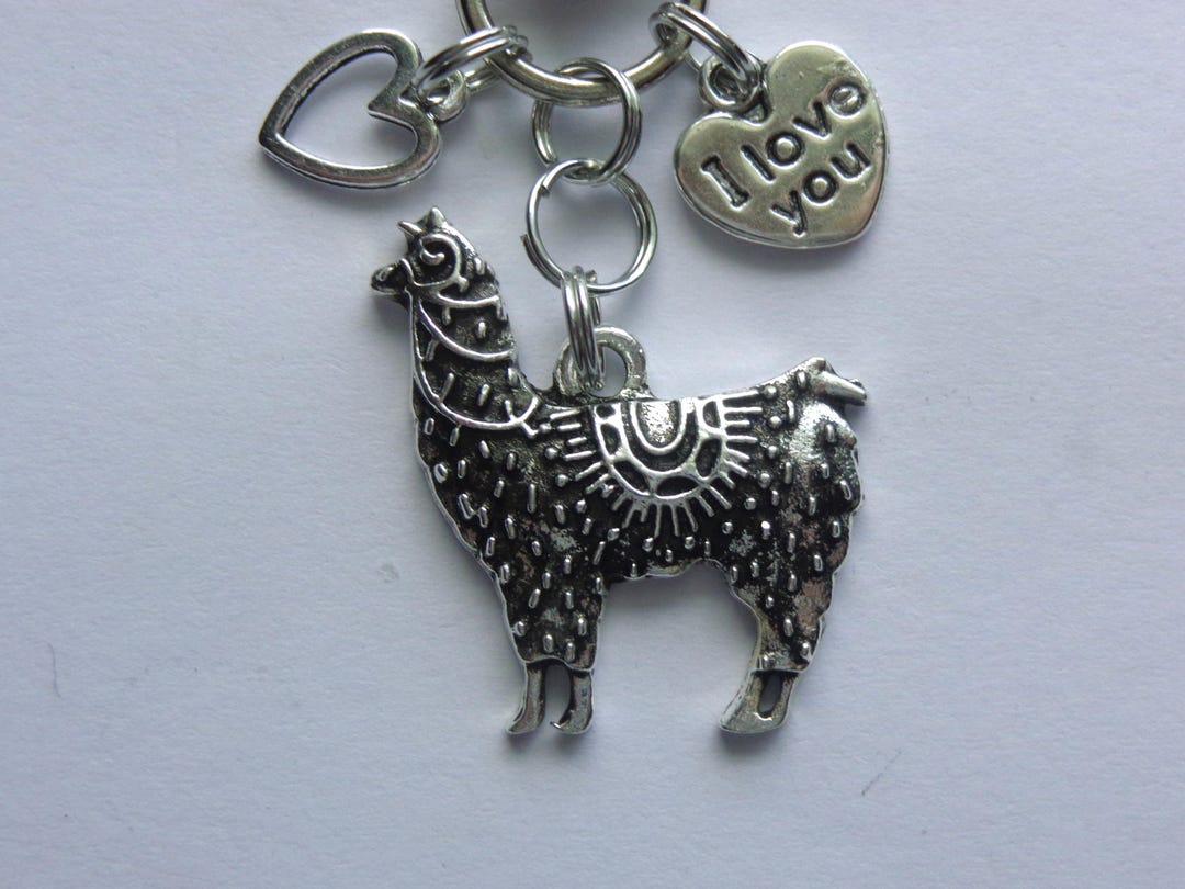 Alpaca Llama, Love You, Heart, Tibet Antique Silver Charms, Key Chain ...