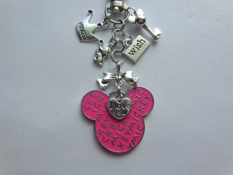 Minnie Mouse, Mickey Mouse, Princess, Love You, Bow Charm, Pink, White ...