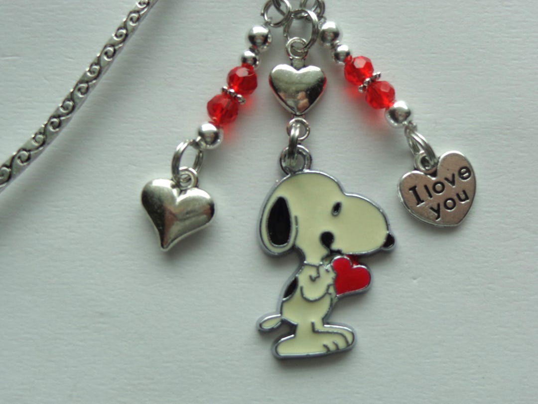 Snoopy Bookmark, Love Snoopy, Love You, Heart Charm, Tibet Antique ...