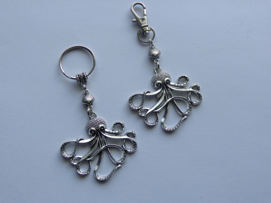 Octopus Key Ring, Nautical, Seashell Charm, Steampunk Key Chain, Tibet ...