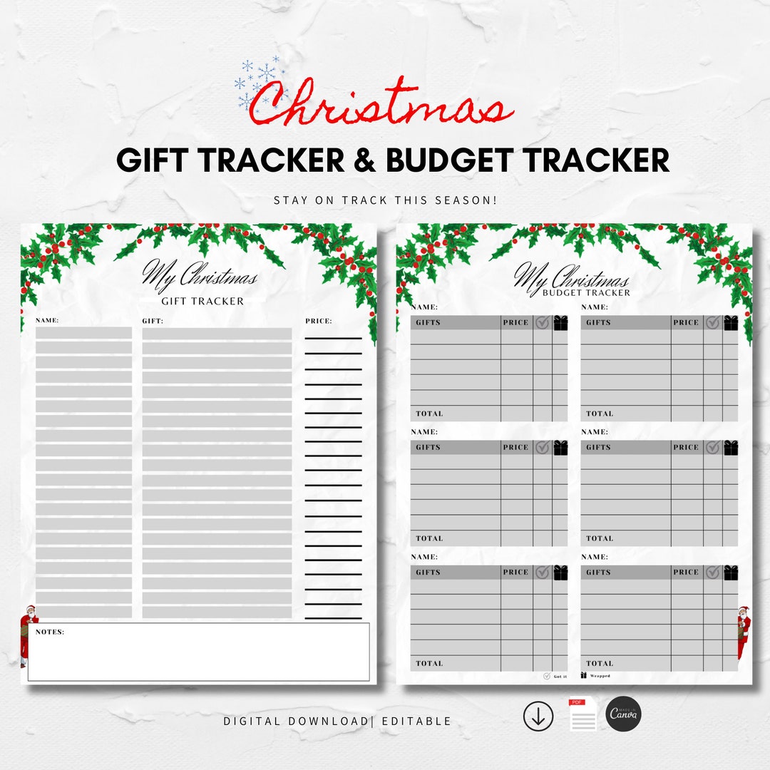 Christmas Gift Tracker, Christmas Budget Tracker,editable Fillable Pdf ...