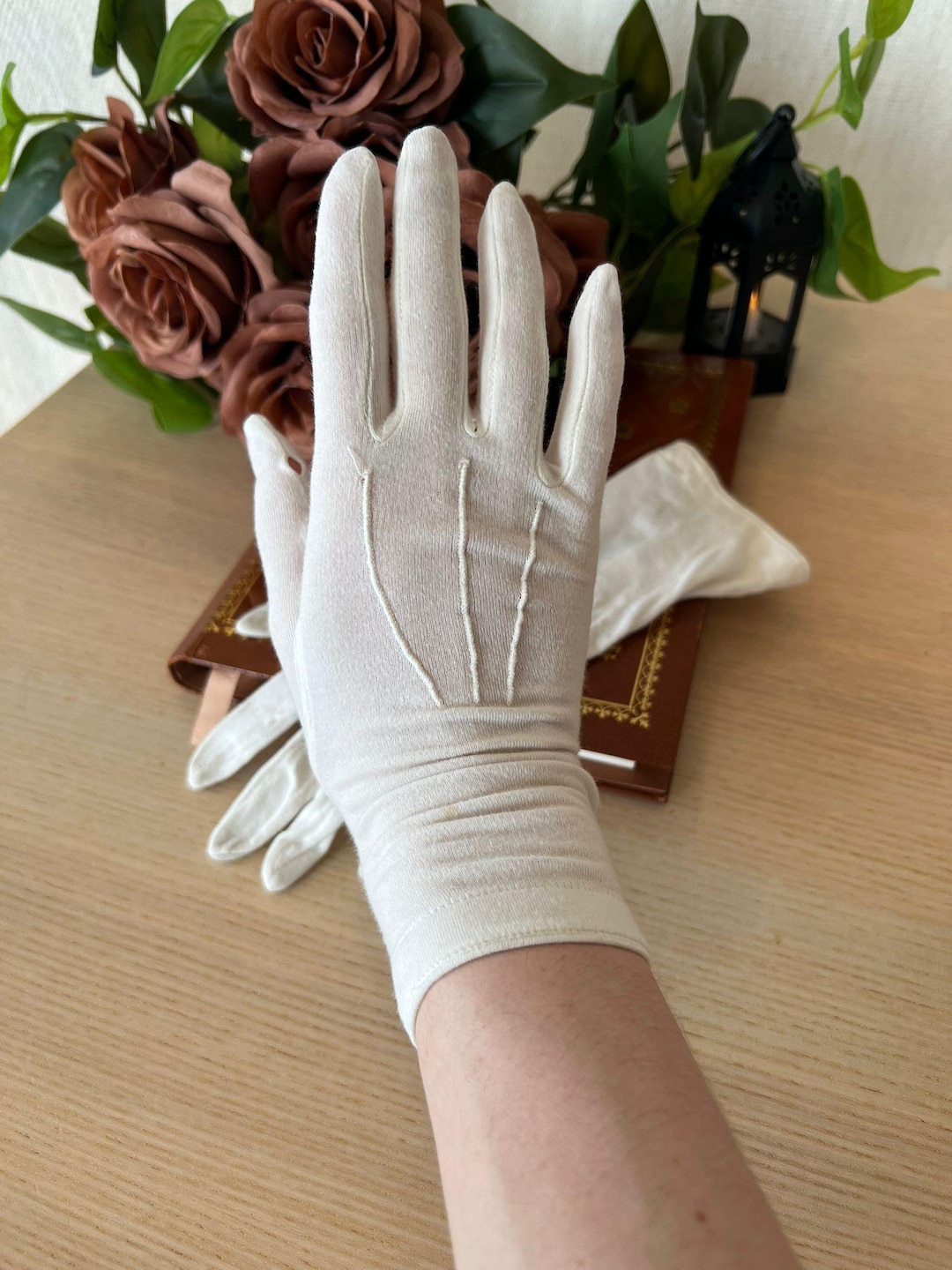 Antique Cotton Gloves French 1900s White XS / S | Cream Antique Gloves ...