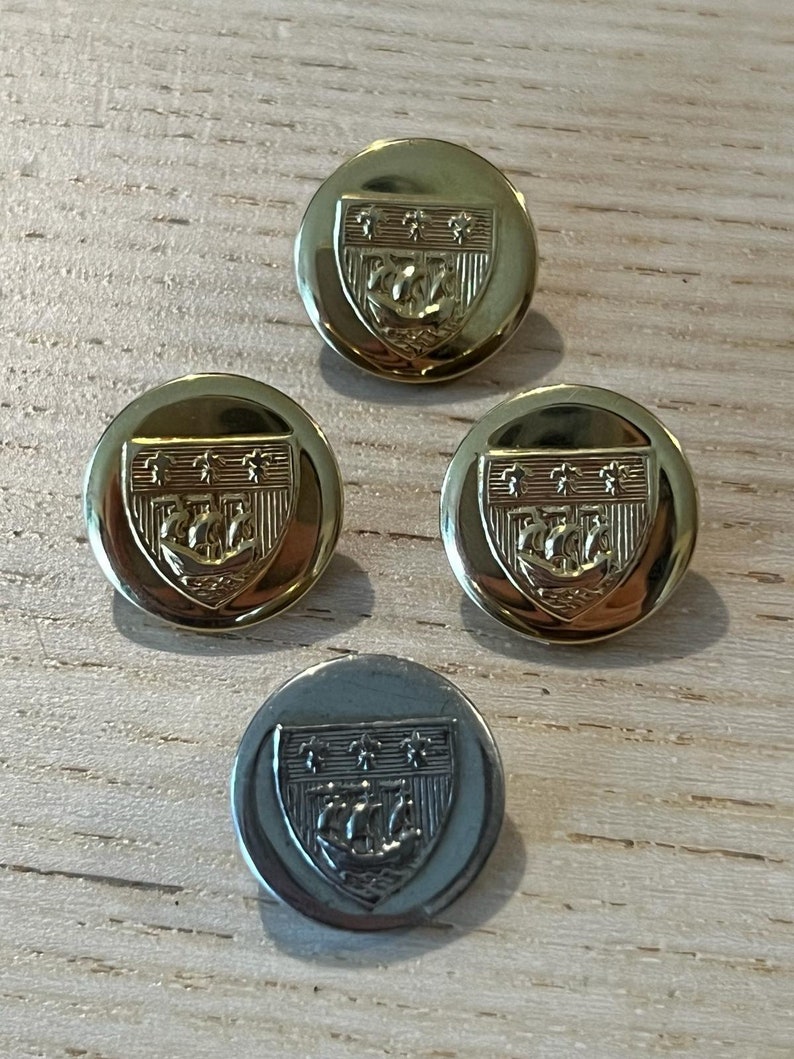 4 Vintage Buttons Military Naval Style for Jackets, Dresses Etc ...