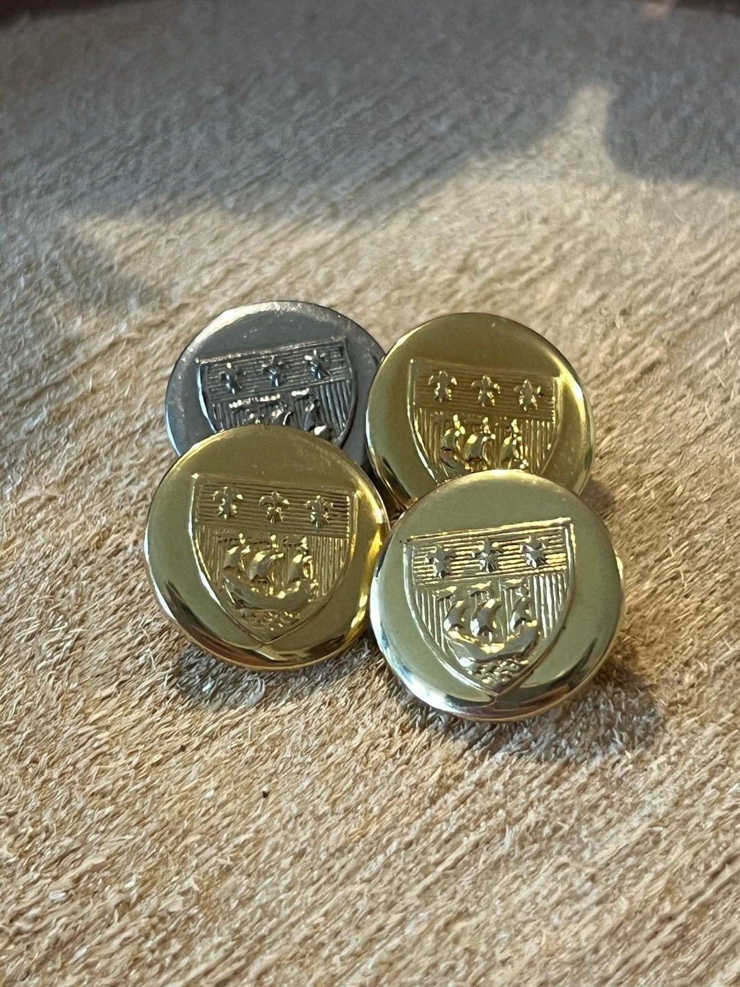 4 Vintage Buttons Military Naval Style for Jackets, Dresses Etc. Badge ...