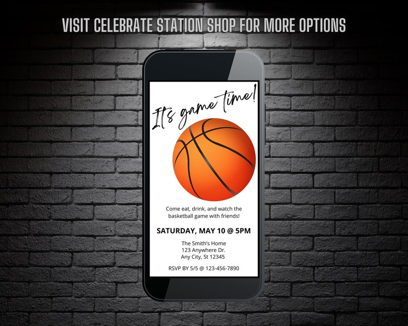 Basketball Watch Party Invitation version 2, Digital Animated Editable ...