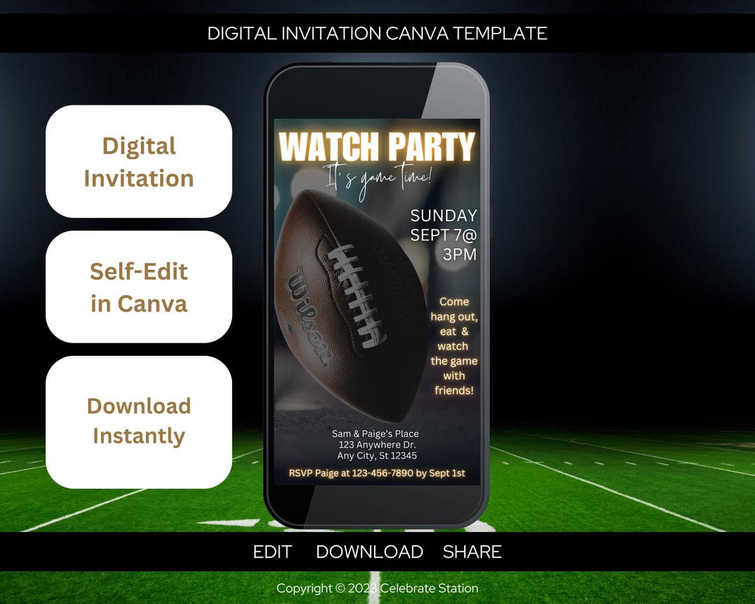 Animated Football Watch Party Invitation: Referee Whistle (canva ...
