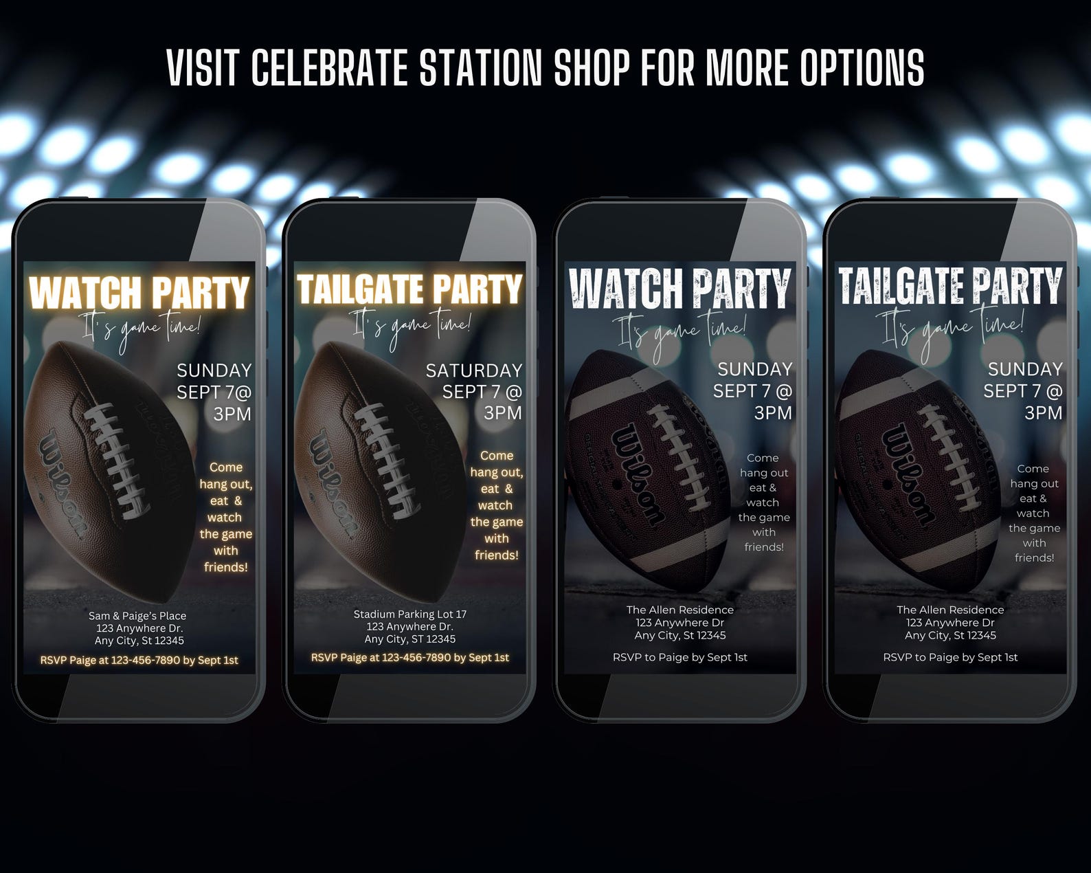 Game Time Watch Party Invitation: Editable Canva Template (digital ...