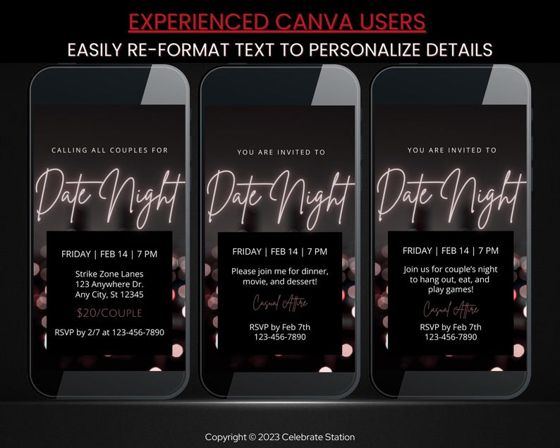 Date Night Invitation, Rose Gold, Digital and Animated + Music ...