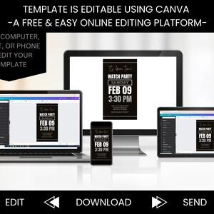 Animated Watch Party Invitation: Editable Sports Template (canva) - Etsy