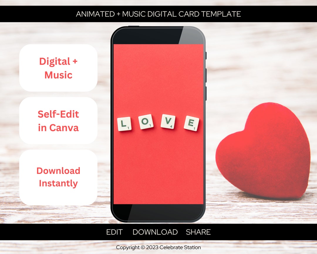Love Game Ecard, Digital and Animated Music, Editable Canva Template ...