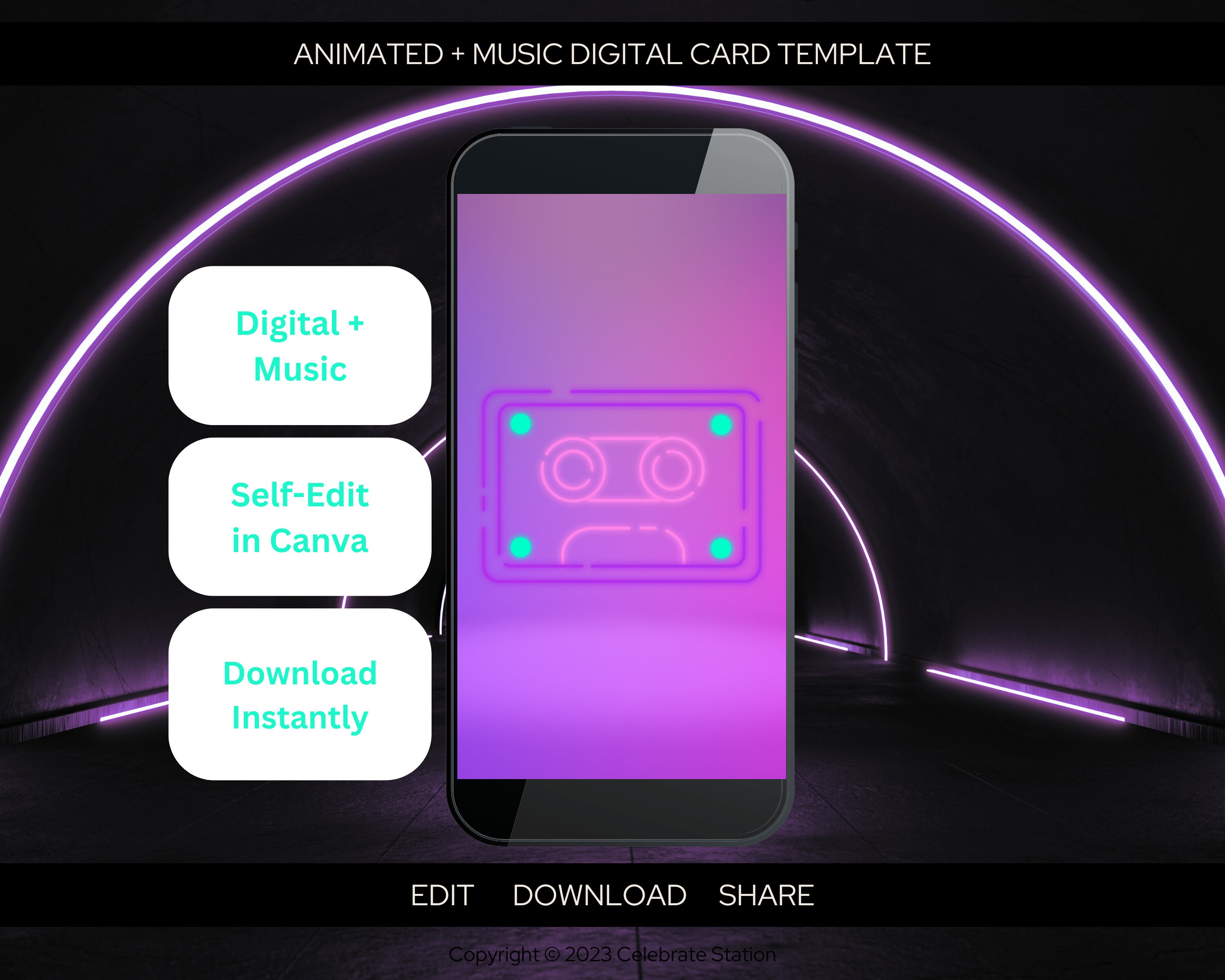 Old School R&B Cassette Digital Ecard, Animated Music, Editable Canva ...