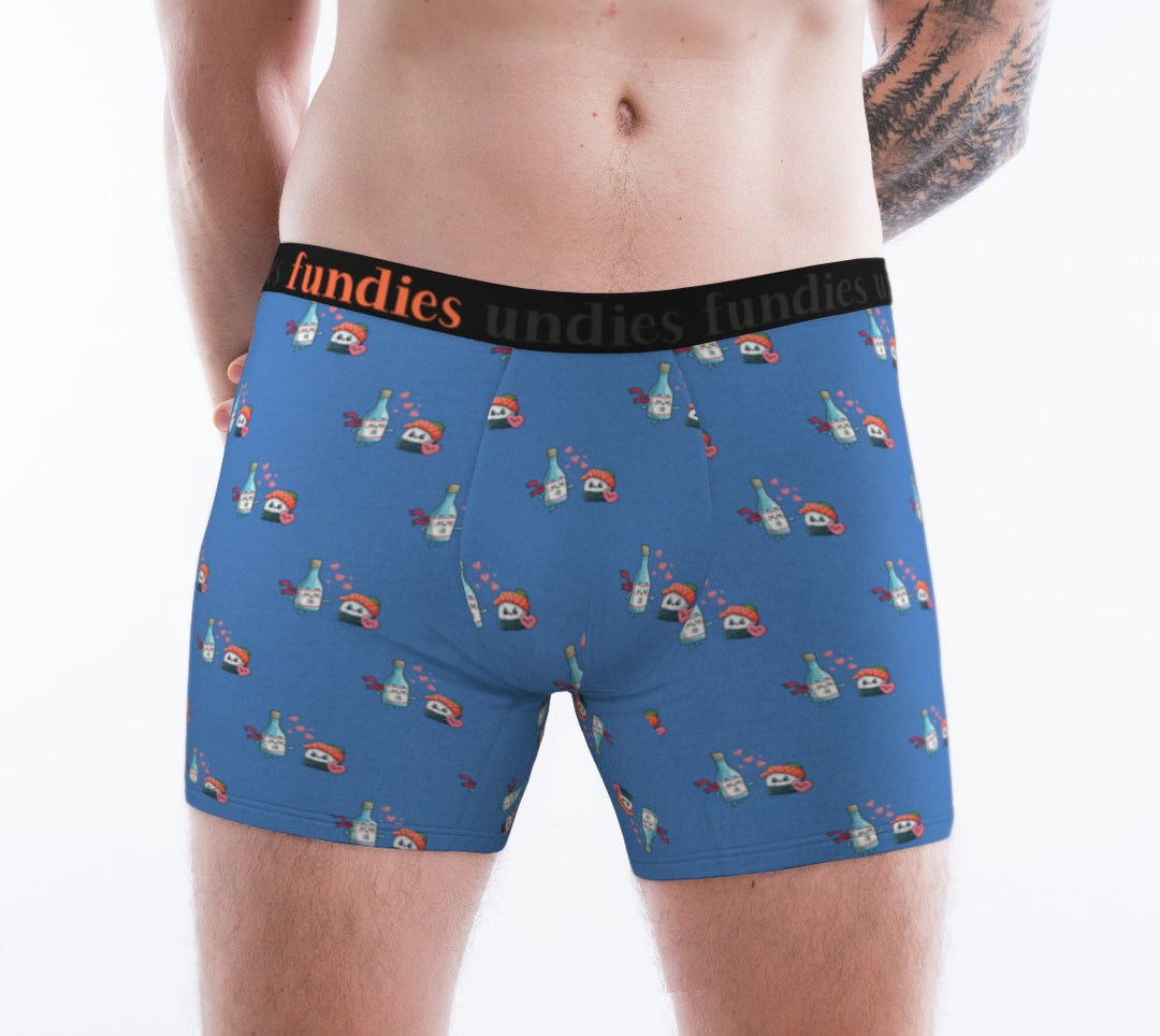 SAKE & SUSHI LOVE Men's Boxer Briefs Blue. His and Her's Cute Matching ...
