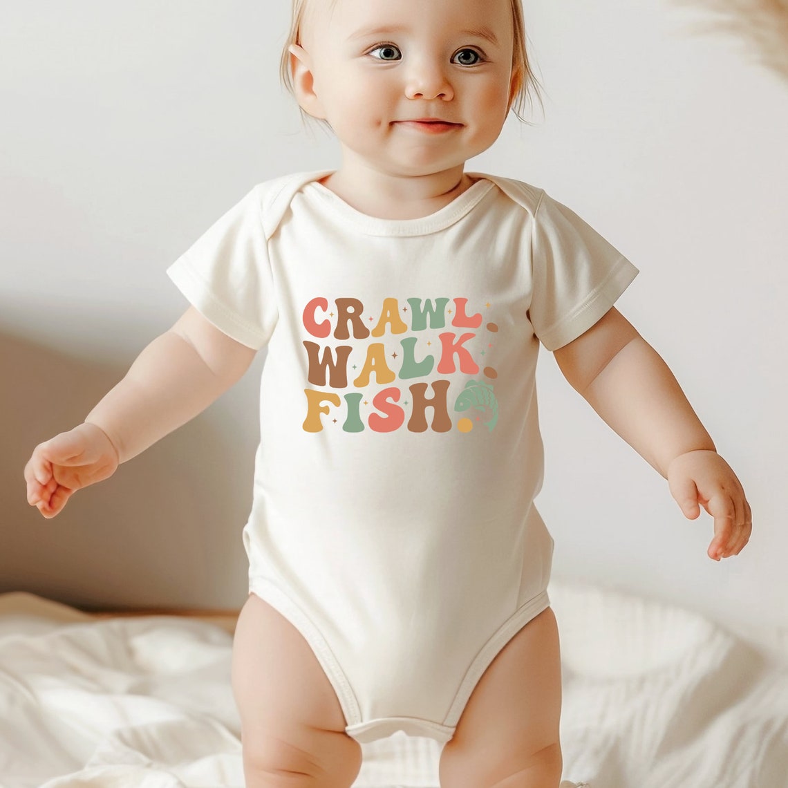 Crawl Walk Fish Onesie®, Fishing Buddy Onesie®, Retro Fishing Bodysuit ...
