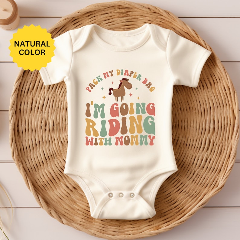 Pack My Diaper Bag Onesie®, I'm Going Riding With Mommy Bodysuit, Retro ...