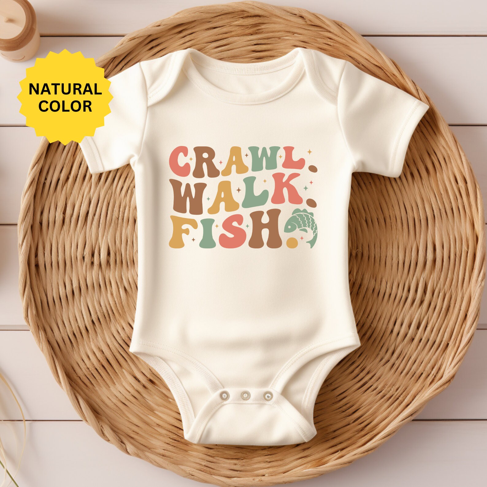 Crawl Walk Fish Onesie®, Fishing Buddy Onesie®, Retro Fishing Bodysuit ...