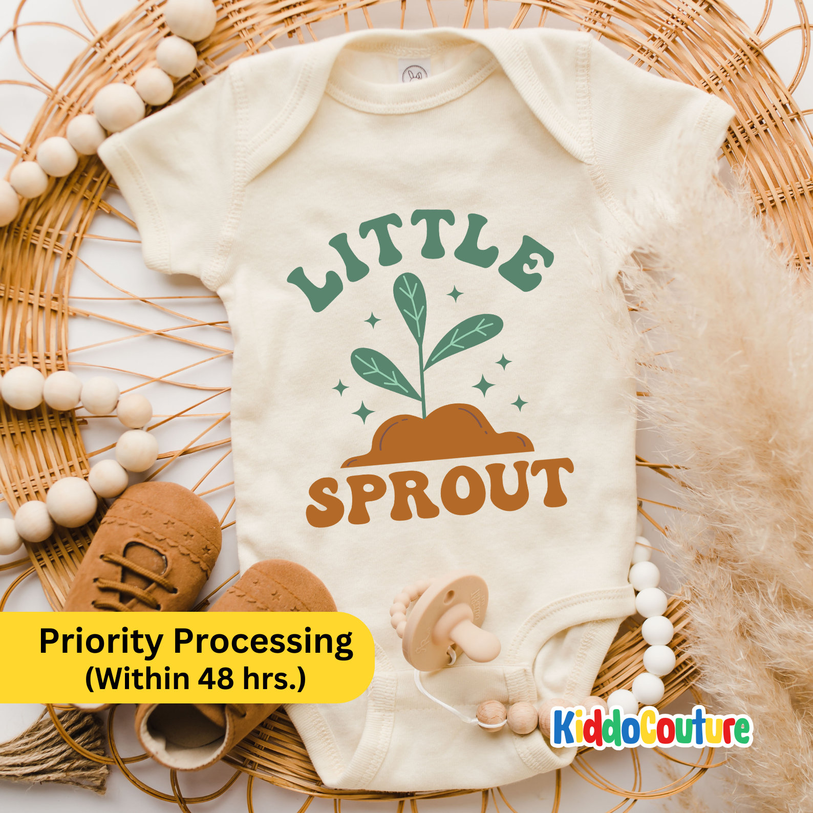 Little Sprout Baby Onesie®, Retro Little Plant Bodysuit, Tree Baby ...