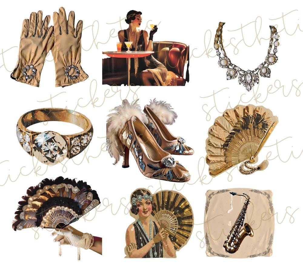 1920s Glam Clipart Bundle, 1920s Party Clip Art, 20s PNG Images ...