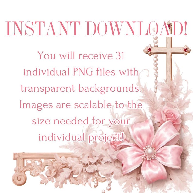 Coquette Cross Clipart Bundle | Pink Aesthetic Crosses | Lace & Pearl ...