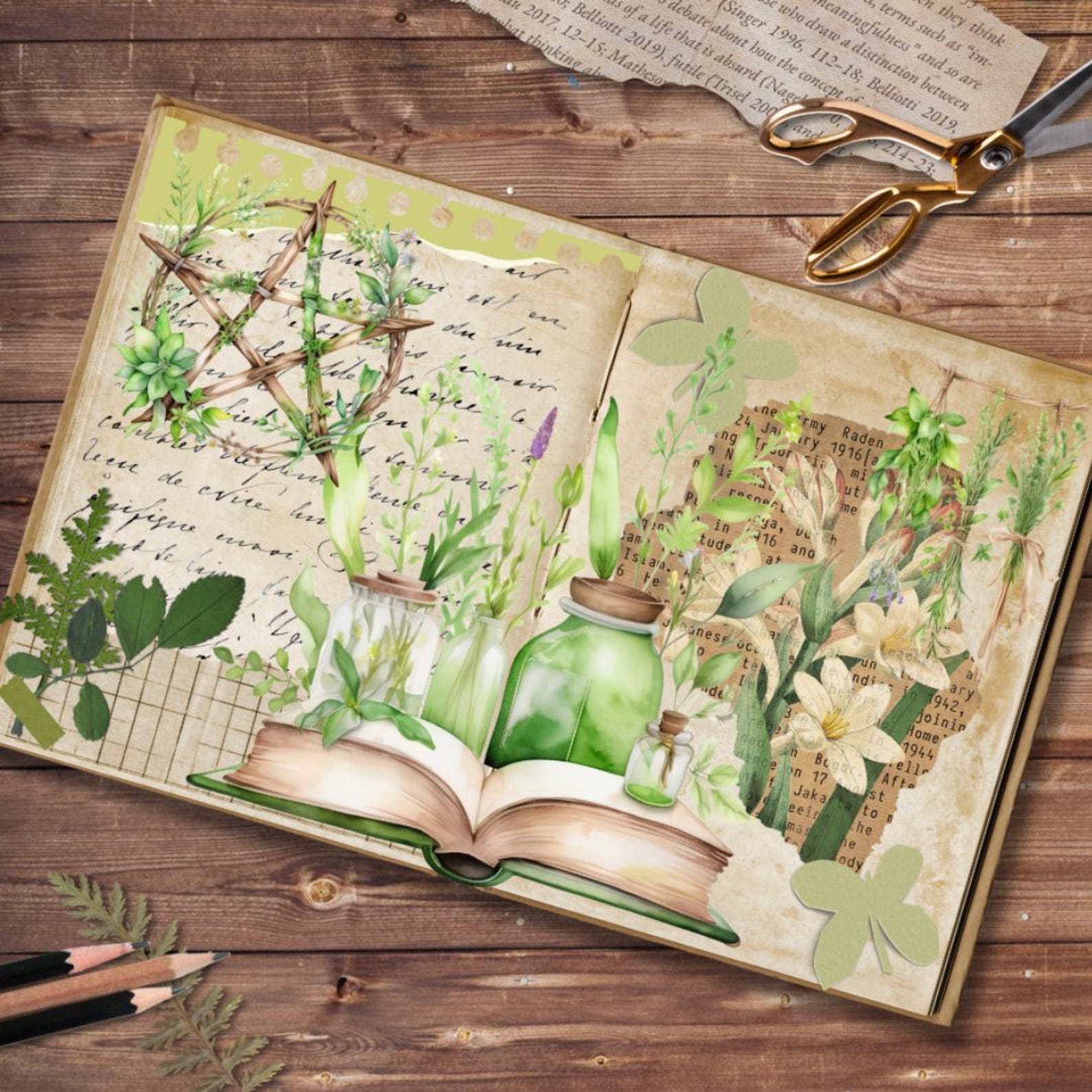 Spring Witch’s Apothecary Clipart | Botanical Witch PNG, Herbal Magic ...