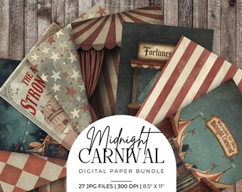 Midnight Carnival Digital Papers, Spooky Circus Backgrounds, Patterns ...