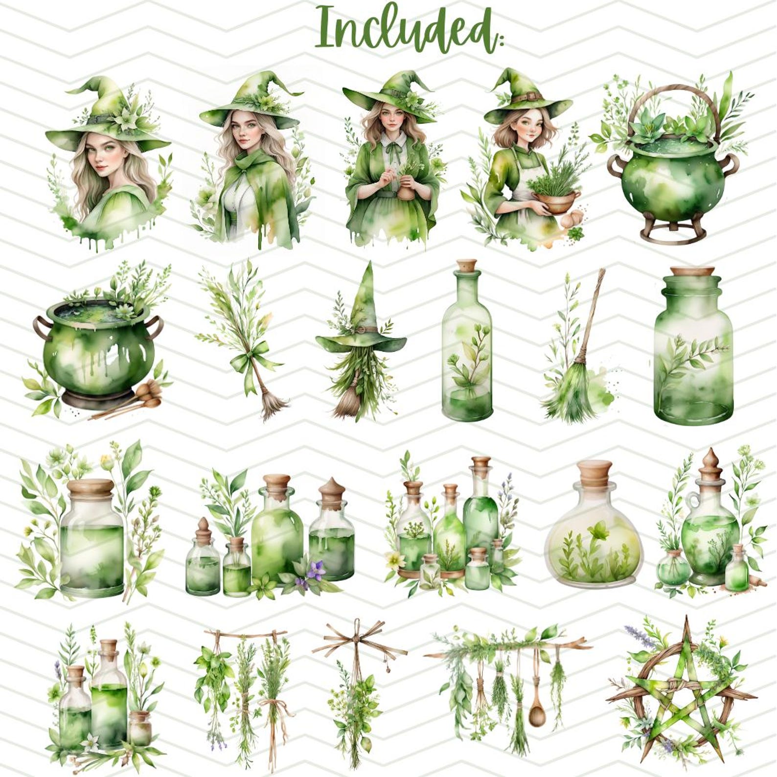Spring Witch’s Apothecary Clipart | Botanical Witch PNG, Herbal Magic ...