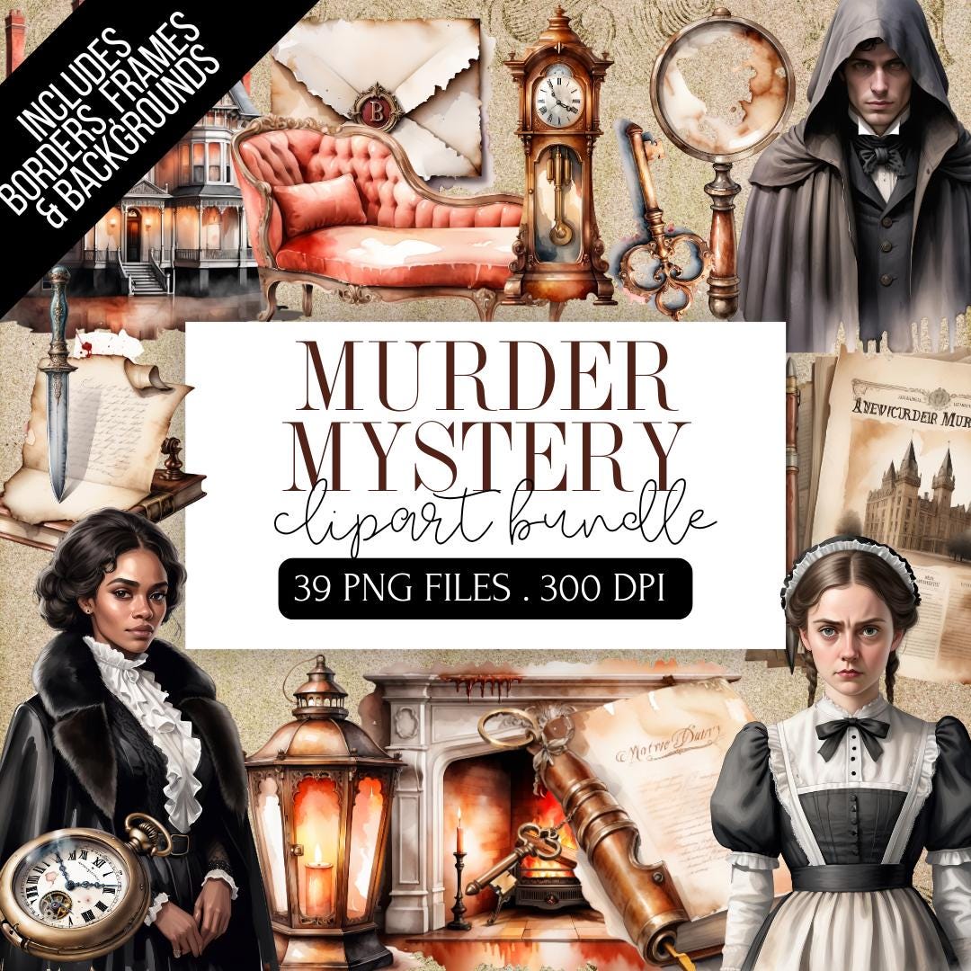 Victorian Murder Mystery Clipart Bundle | Dark Academia Aesthetic Pngs ...