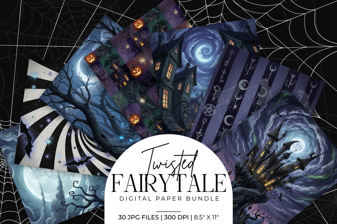 Twisted Fairytales Digital Paper Bundle, Gothic Fantasy Backgrounds ...