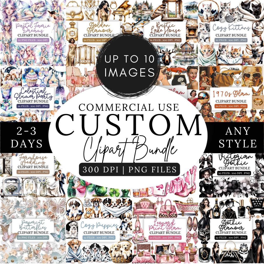 Custom Clip Art Bundle | 10 Personalized Aesthetic Pngs | Exclusive ...